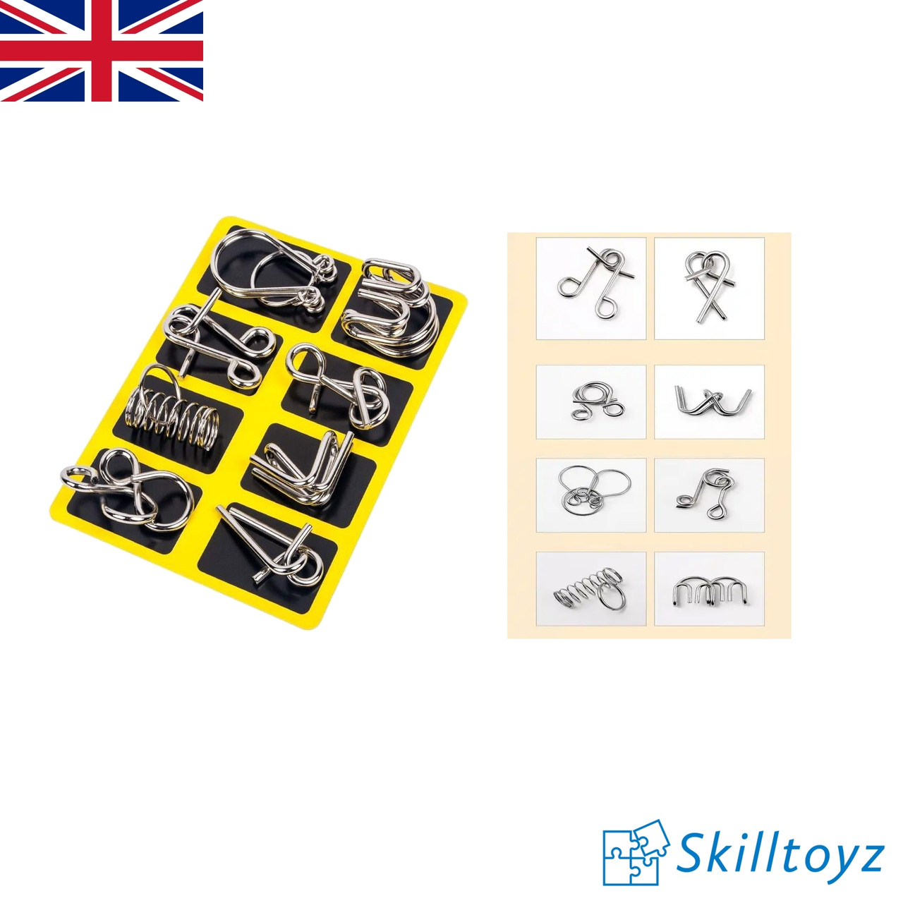 IQ 8 Piece Metal Wire Puzzle Box Set 1 - SkillToyz