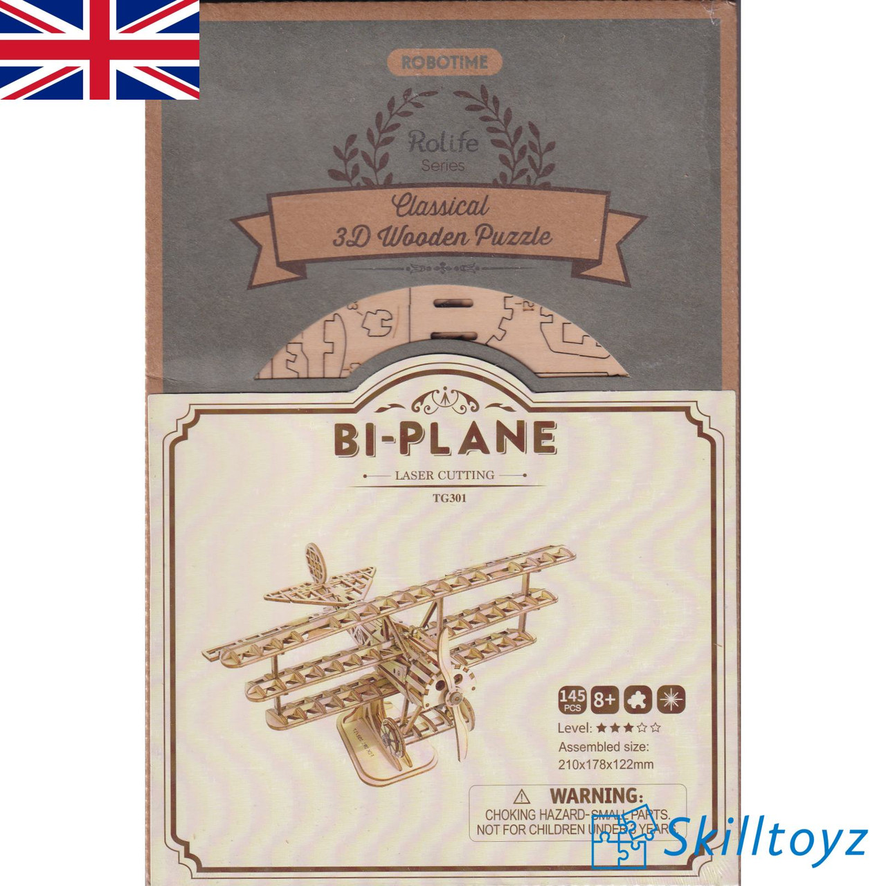 Complex Wooden Model Kit Triplane Aeroplane - SkillToyz
