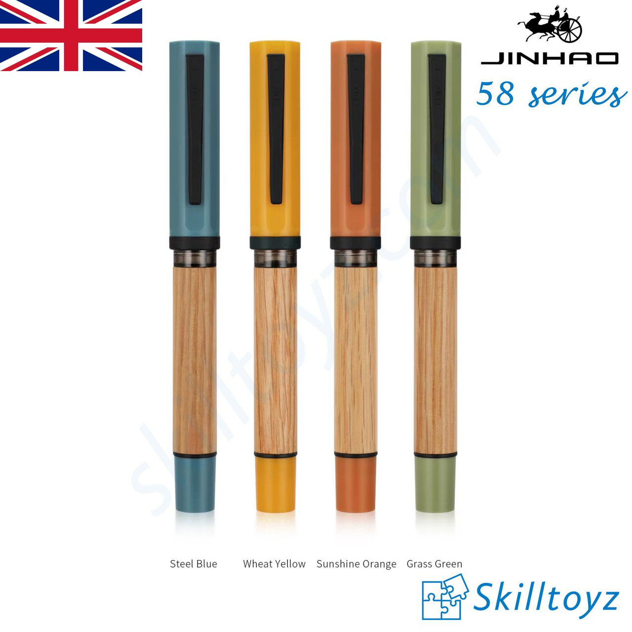 Jinhao 58 Series Wood Fountain Pen F Nib Black Clip Sunshine Orange ...