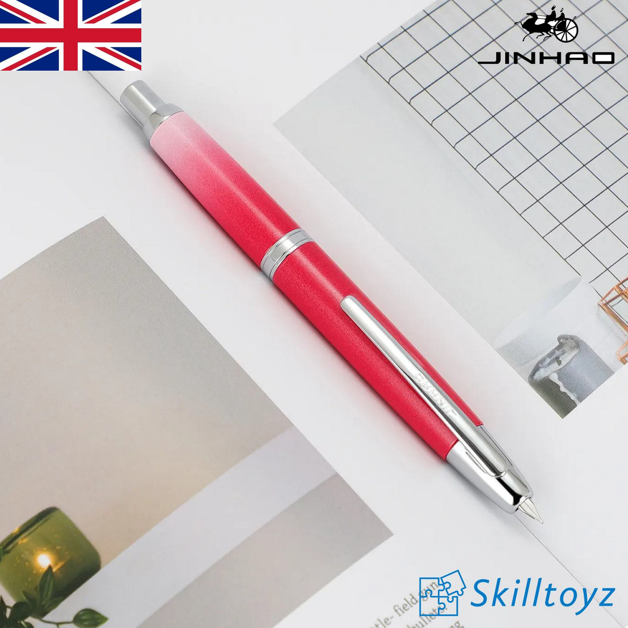 Jinhao 10 Series Retractable Fountain Pen F Nib Gradient Red - SkillToyz
