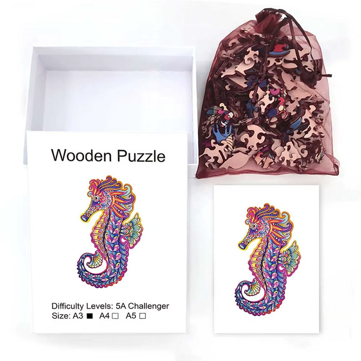 Wooden Jigsaw Puzzle Complex Large A3 Seahorse 1 - SkillToyz