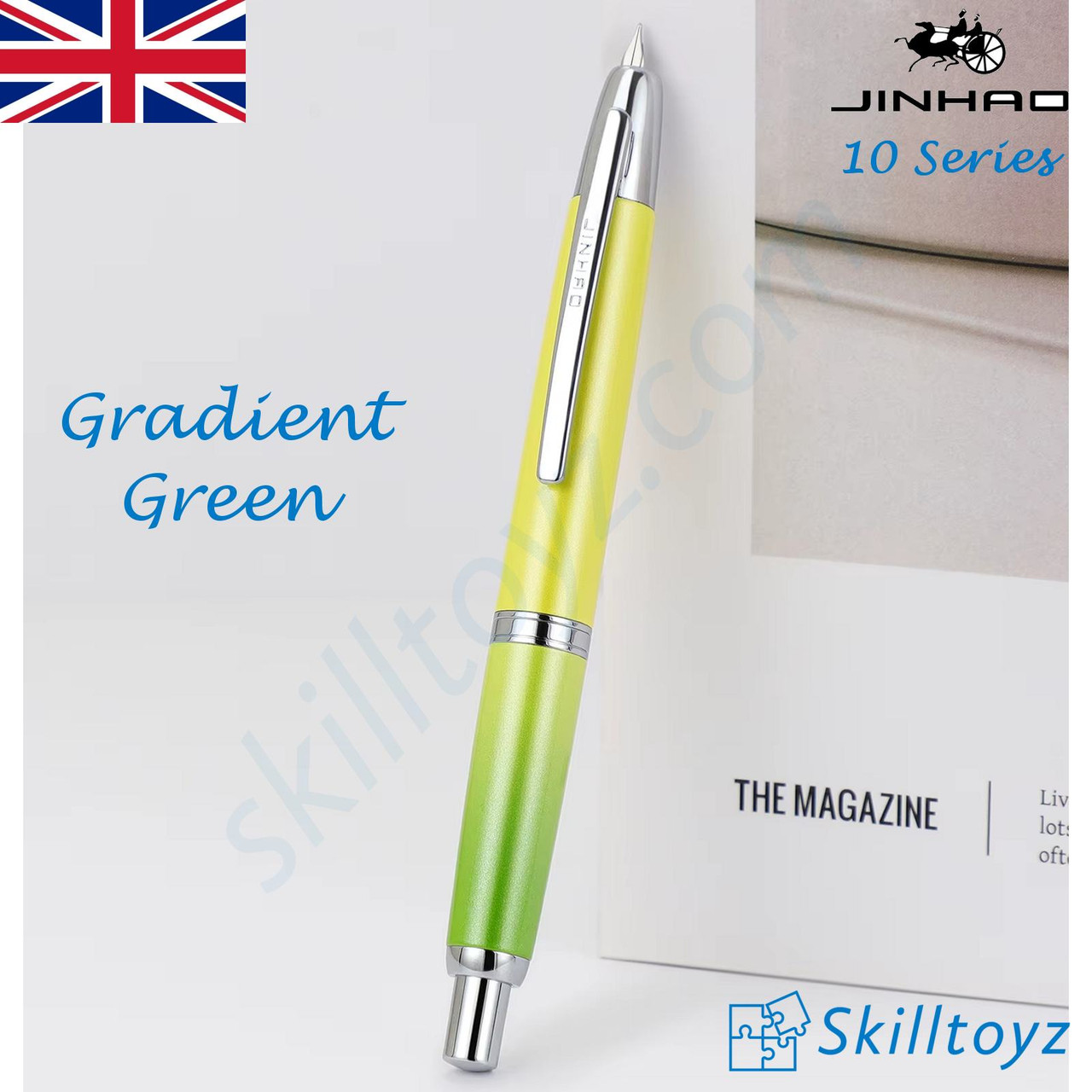 Jinhao 10 Series Retractable Fountain Pen EF Nib Gradient Green - SkillToyz