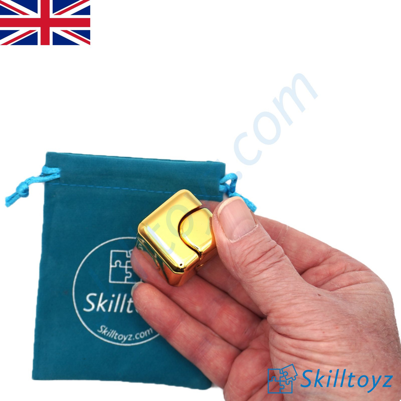 Metal Spinner Cube Fidget Gadget 28mm Gold - SkillToyz