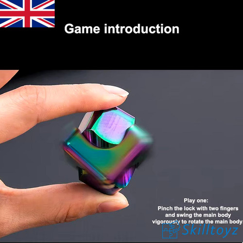 Metal Spinner Cube Fidget Gadget 28mm Rainbow - SkillToyz