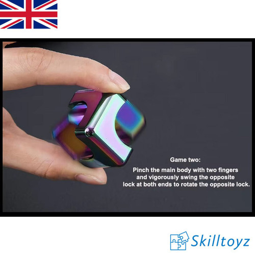 Metal Spinner Cube Fidget Gadget 28mm Rainbow - SkillToyz