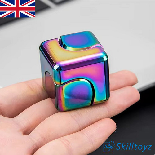 Metal Spinner Cube Fidget Gadget 28mm Rainbow - SkillToyz
