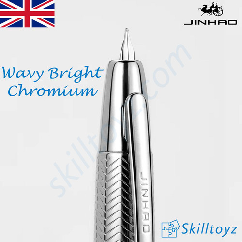 Jinhao 10 Series Retractable Fountain Pen EF Nib Chrome Waves - SkillToyz