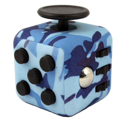 Premium Fidget Cube Toy Smooth Touch Camouflage Blue #14 - SkillToyz