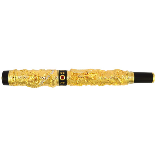 Jinhao 999 Dragon Fountain Pen Gold and Black + free ink cartridges ...