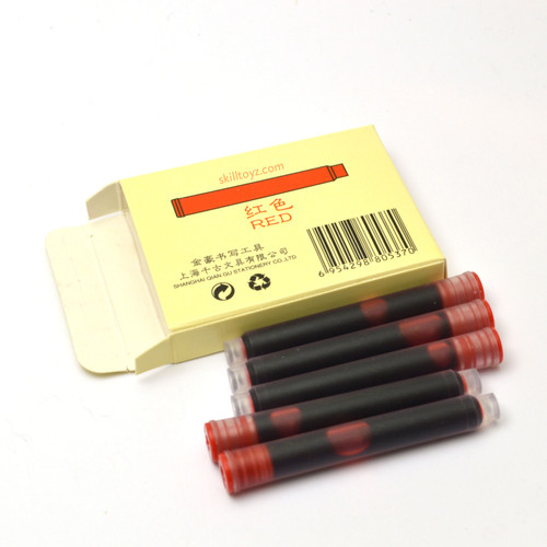 Jinhao Colour Fountain Pen Ink Cartridges x5 Red - SkillToyz
