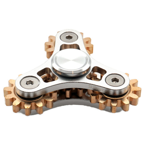 Metal Finger Fidget Spinner with Four Brass Cogs Triangle - Silver ...