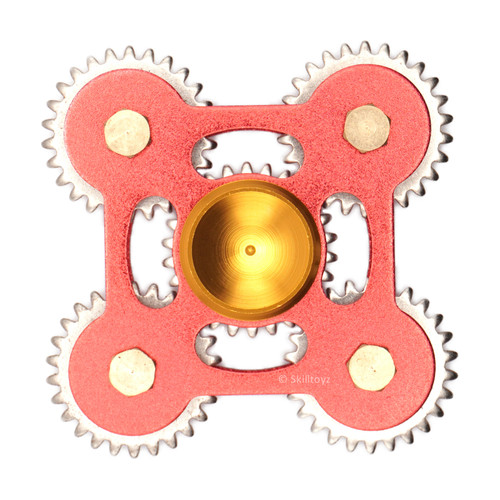 Metal Finger Fidget Spinner with Five Cogs - Red - SkillToyz