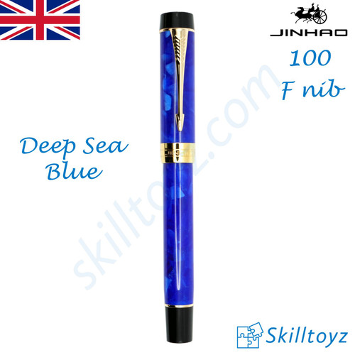 Jinhao Century 100 Series Acrylic Fountain Pen F Nib Deep Sea Blue ...