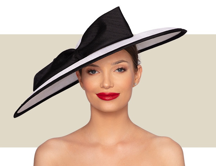 MAYA WIDE BRIM HAT - White and Black - Gold Coast Couture