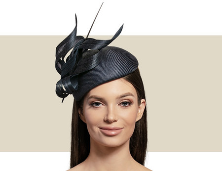 SWEEPING CALOTTE HAT - Navy Blue - Gold Coast Couture