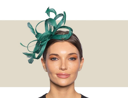 Emerald Green Sinamay Fascinator for Races | J Bee’s Millinery