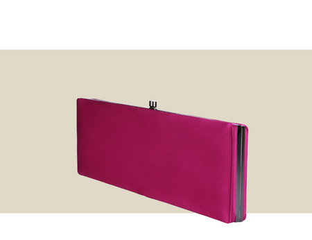 Large Dark Pink Box Clutch Purse with Embellished Crystal