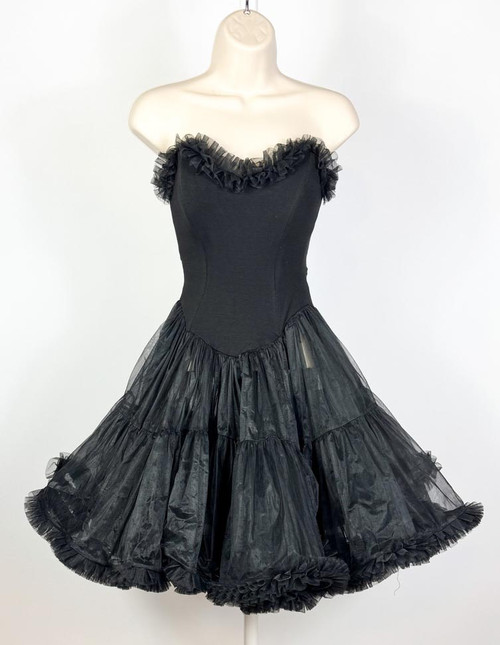 1980s Betsey Johnson Punk Label Black Tutu Mini Dress