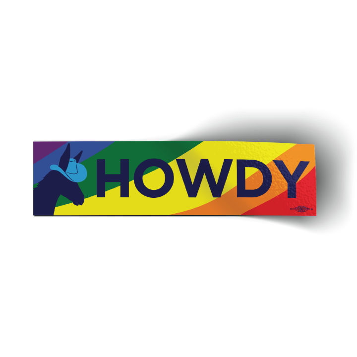 Howdy - Pride (11" x 3" Vinyl Sticker) - Colorado Democrats Webstore