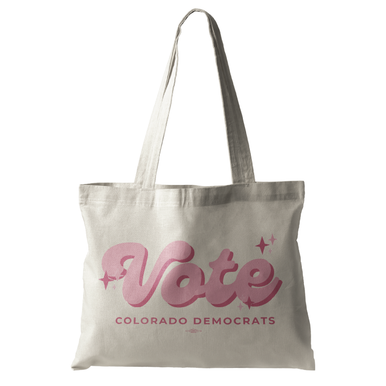 Vote - Pink (Natural Canvas Tote) - Colorado Democrats Webstore