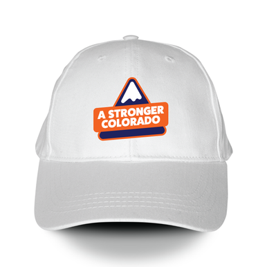 A Stronger Colorado (White Baseball Cap) - Colorado Democrats Webstore