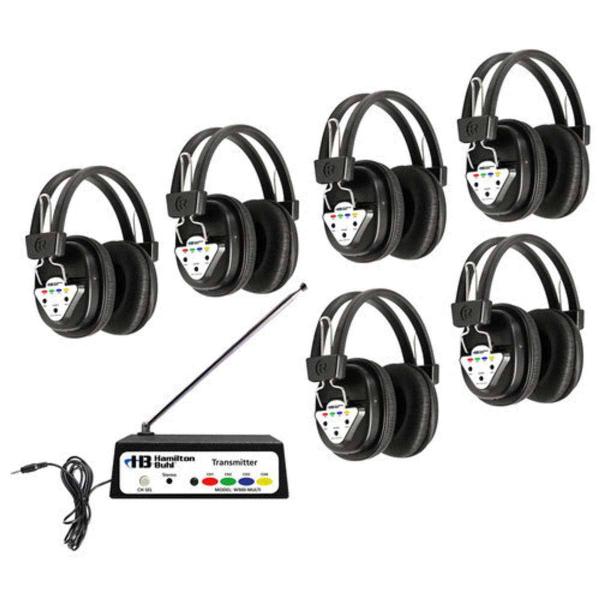 HamiltonBuhl Wireless 6 Person Listening Center with Multi-Frequency ...