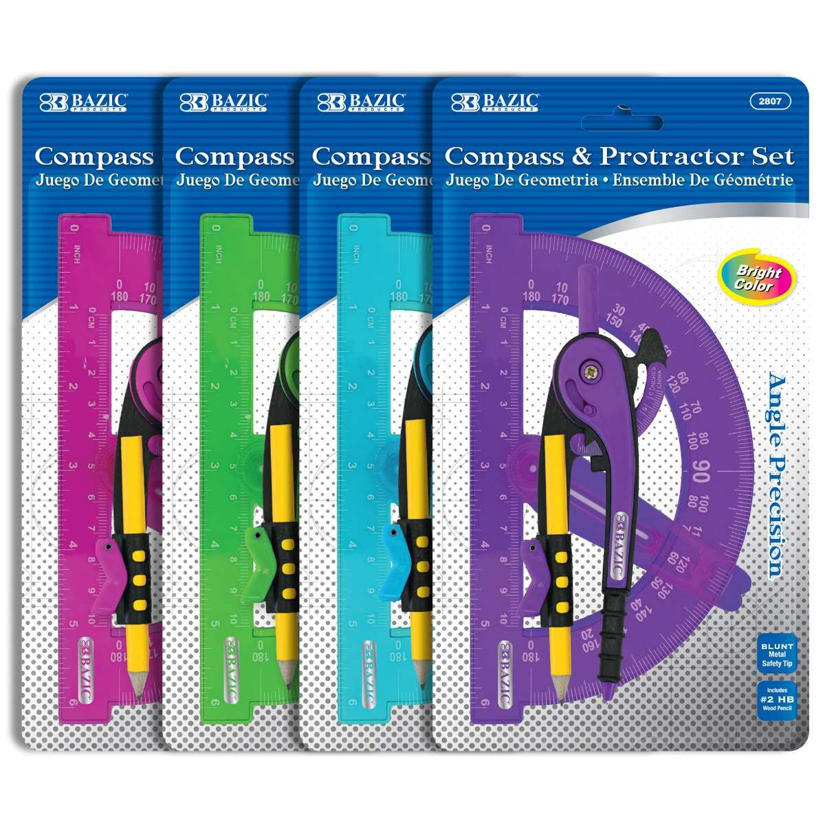 Scale-Arm Compass w/ #2 Wood Pencil & 6" Protractor Set 24 Packs ...