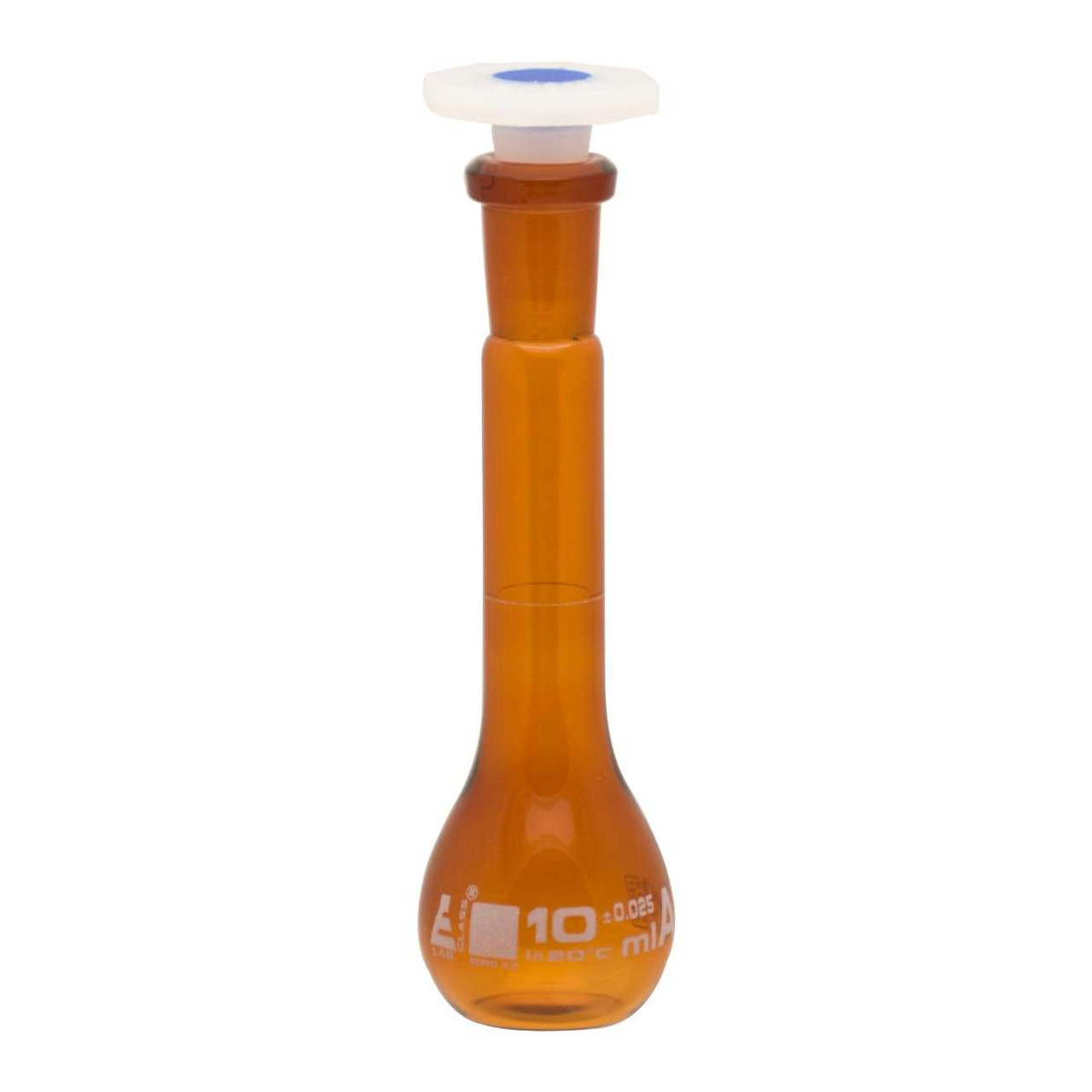 Volumetric Flask, 10ml - Class A - 10/19 Polypropylene Stopper, Borosilicate Glass, Amber ...