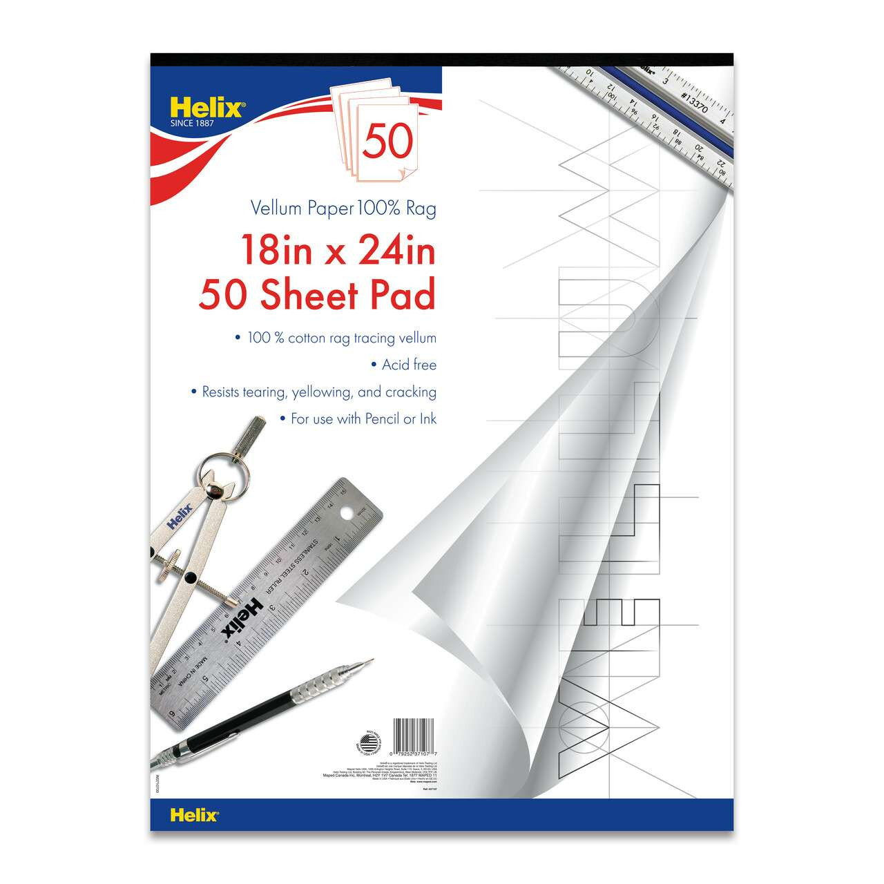 100% Rag Vellum Paper 50 Sheet Pad - 18" x 24", 15 pads | Geyer Instructional Products