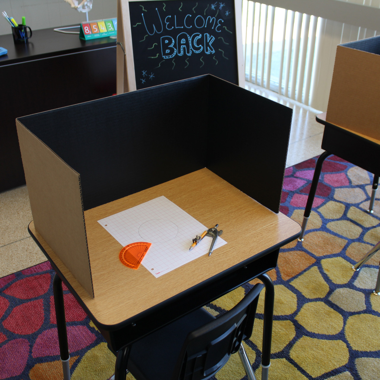 12" x 48" Black Corrugated Study Carrel (5/32") - 12 Pack