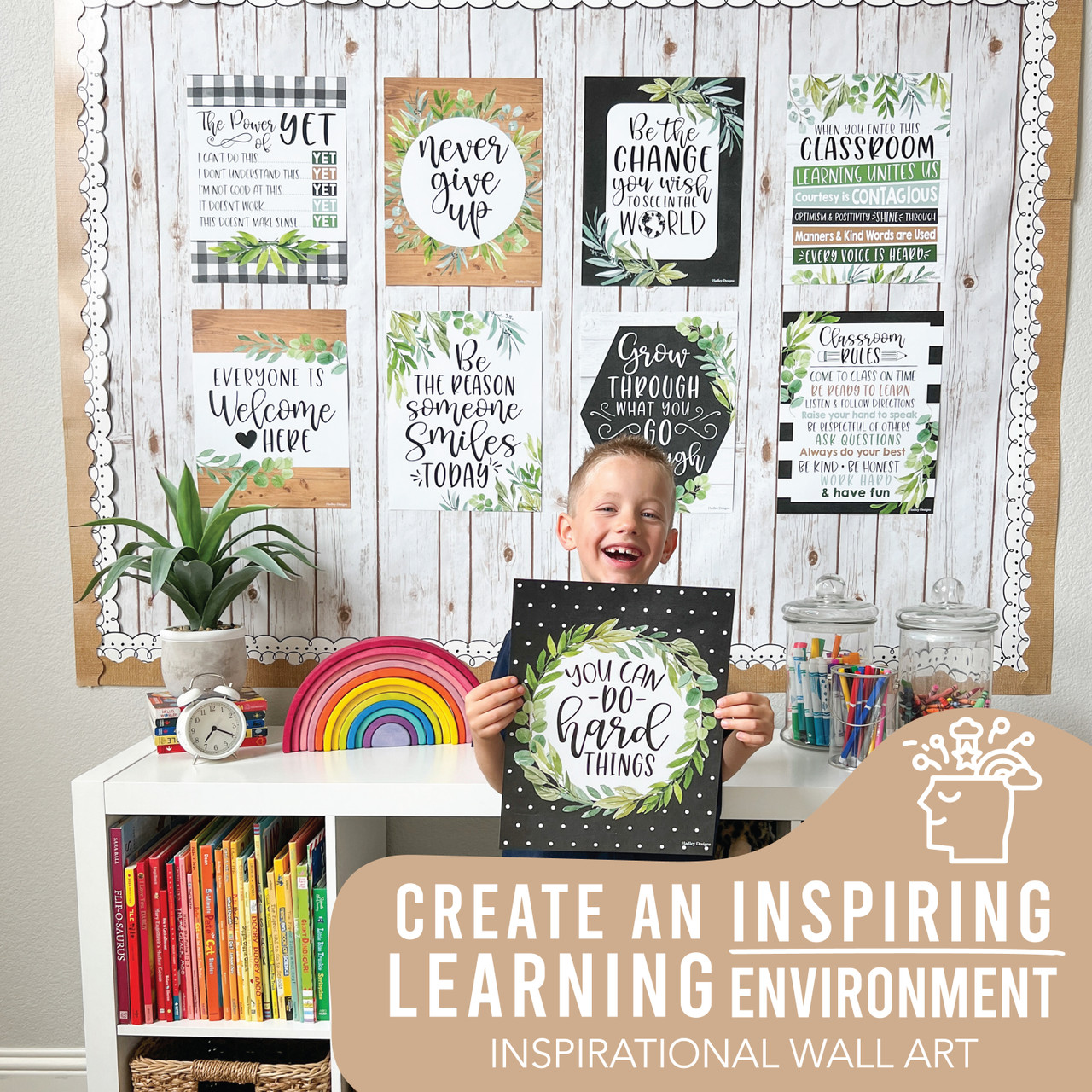 Boho Farmhouse Growth Mindset Posters - Classroom Decor Set of 9