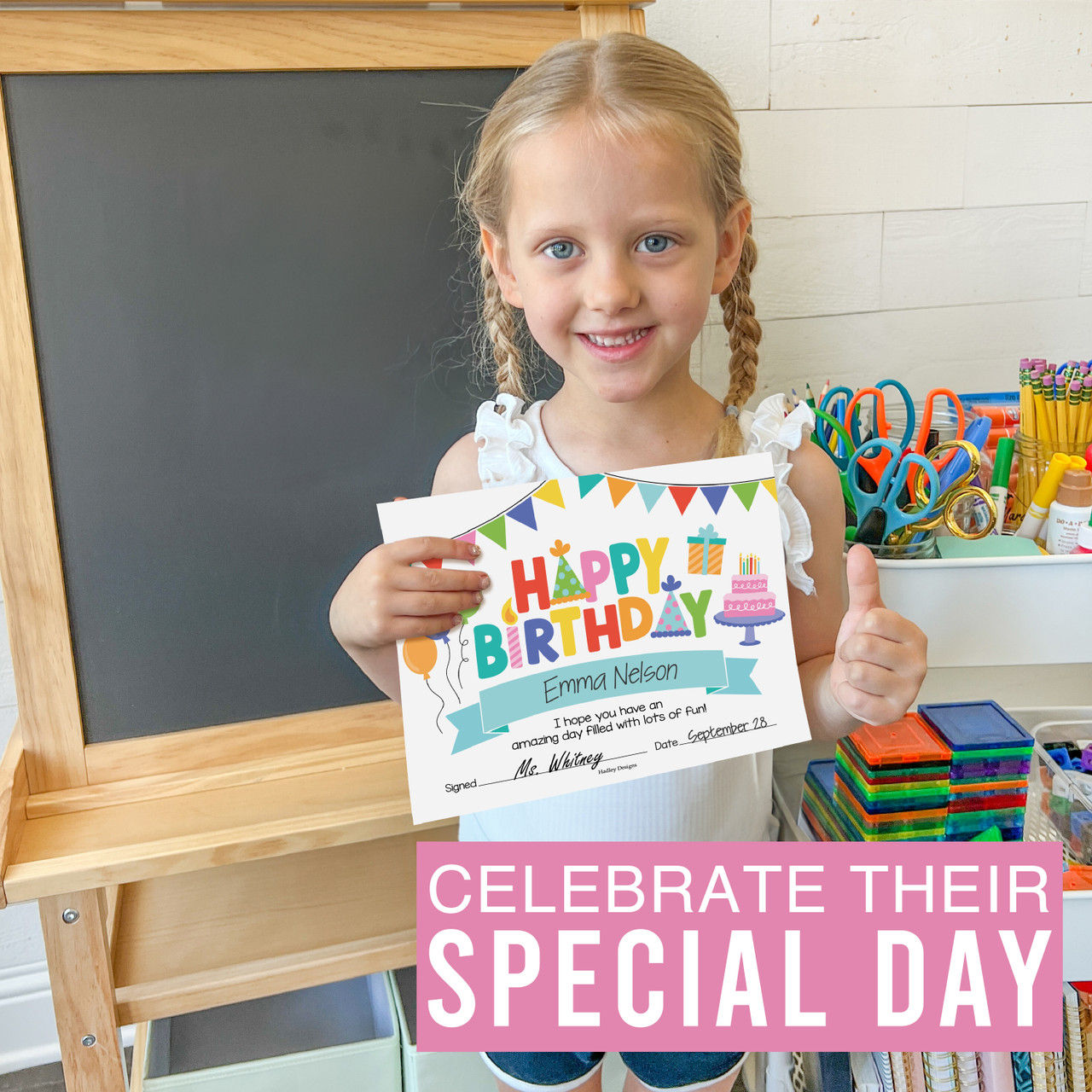 Colorful Happy Birthday Certificates for Students - Set of 25