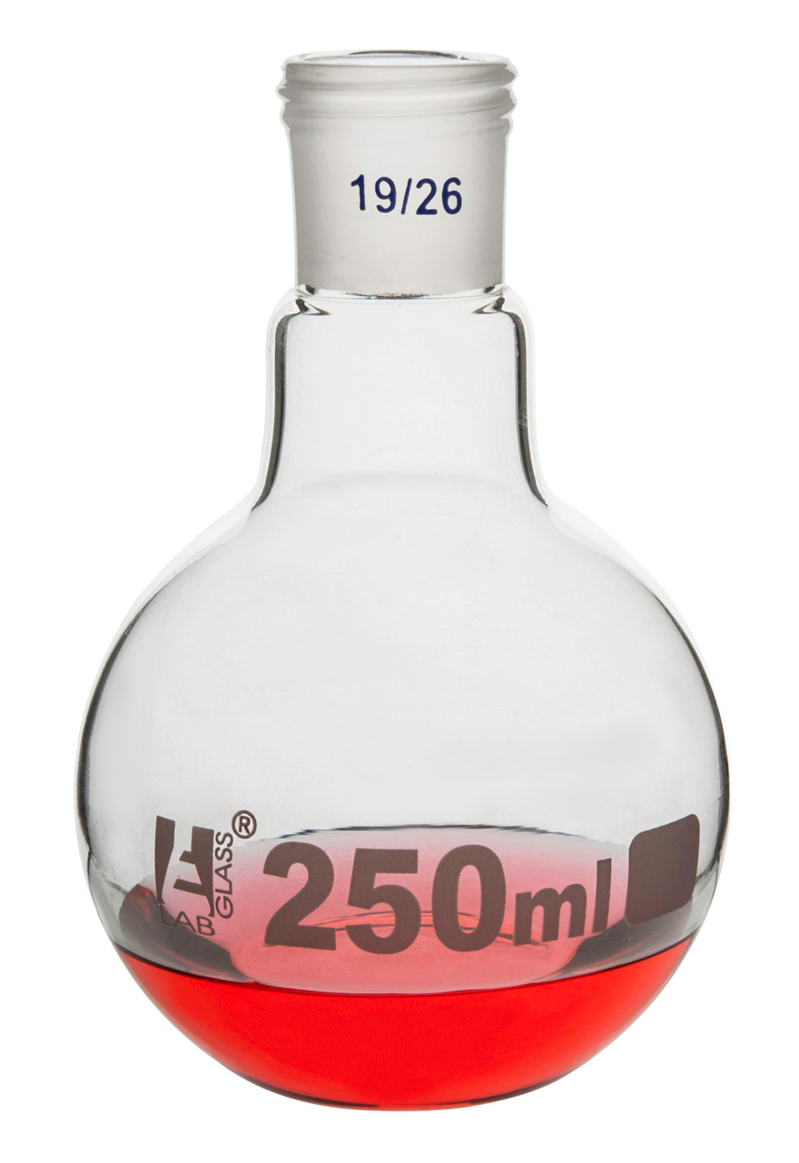 Eisco Labs: 250ml Flat Bottom Boiling Flask with 19/26 Screw Thread Joint