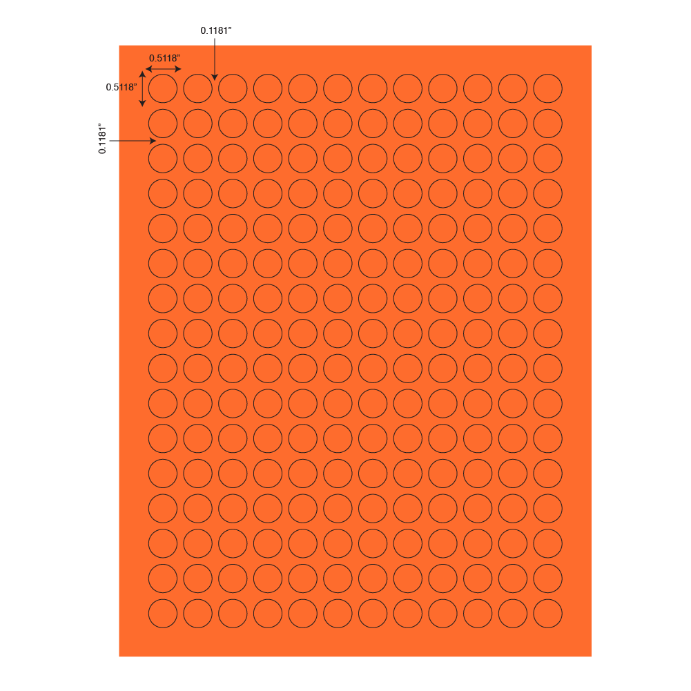 Cryo Label Sheets, 13mm Dots for 1.5-2mL Tubes, Orange
