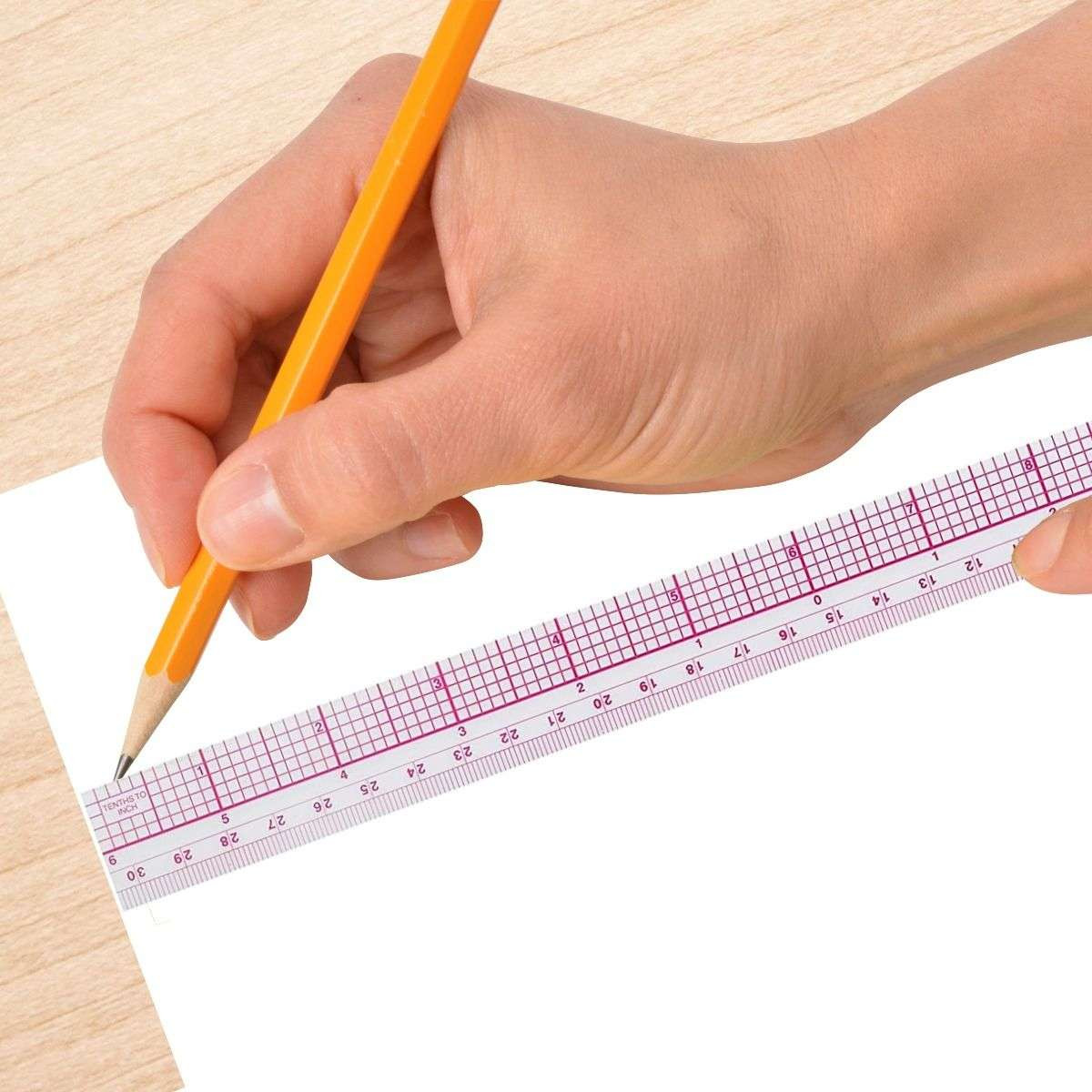 Hole Punched Wood 30CM / 12" Ruler English and Metric With Metal Edge ...