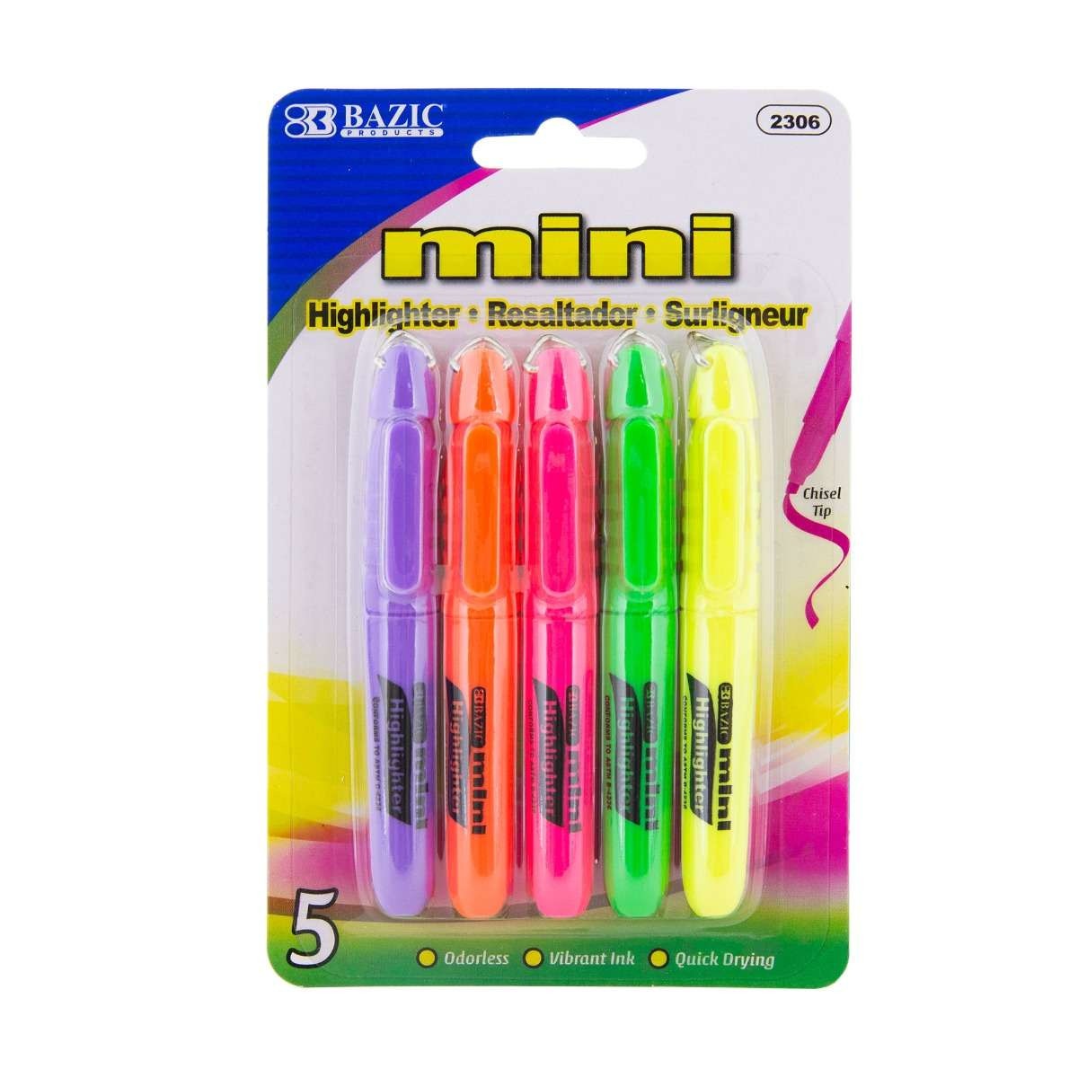 Mini Pastel Highlighter w/ Cap Clip (5/Pack) 24 Pack | Geyer ...