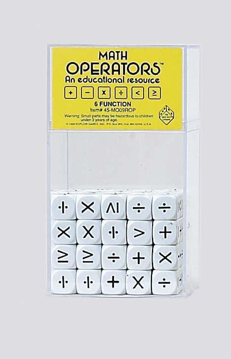 Operations Dice -- 80/BG 20MM, Add, subtract, Multiply, Divide, Equal ...