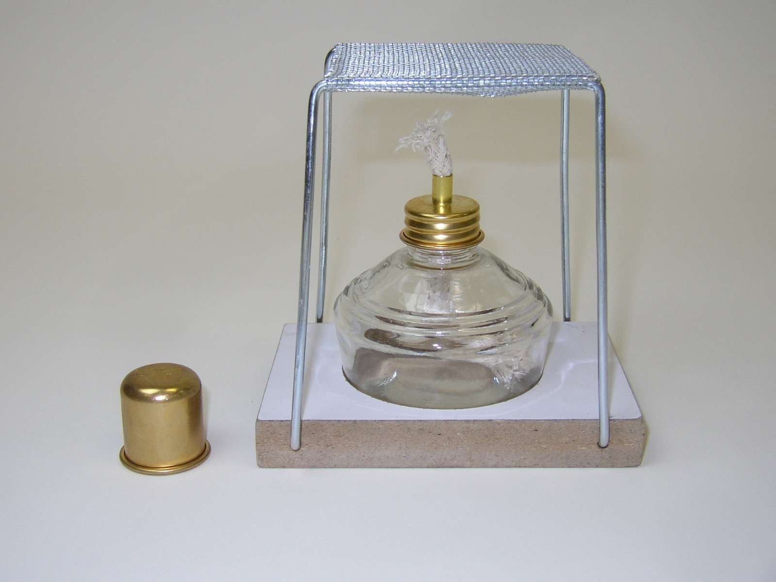 Alcohol Lamp, 120mL - Glass with Metal Cap and Fiber Wick - Polyhedral ...