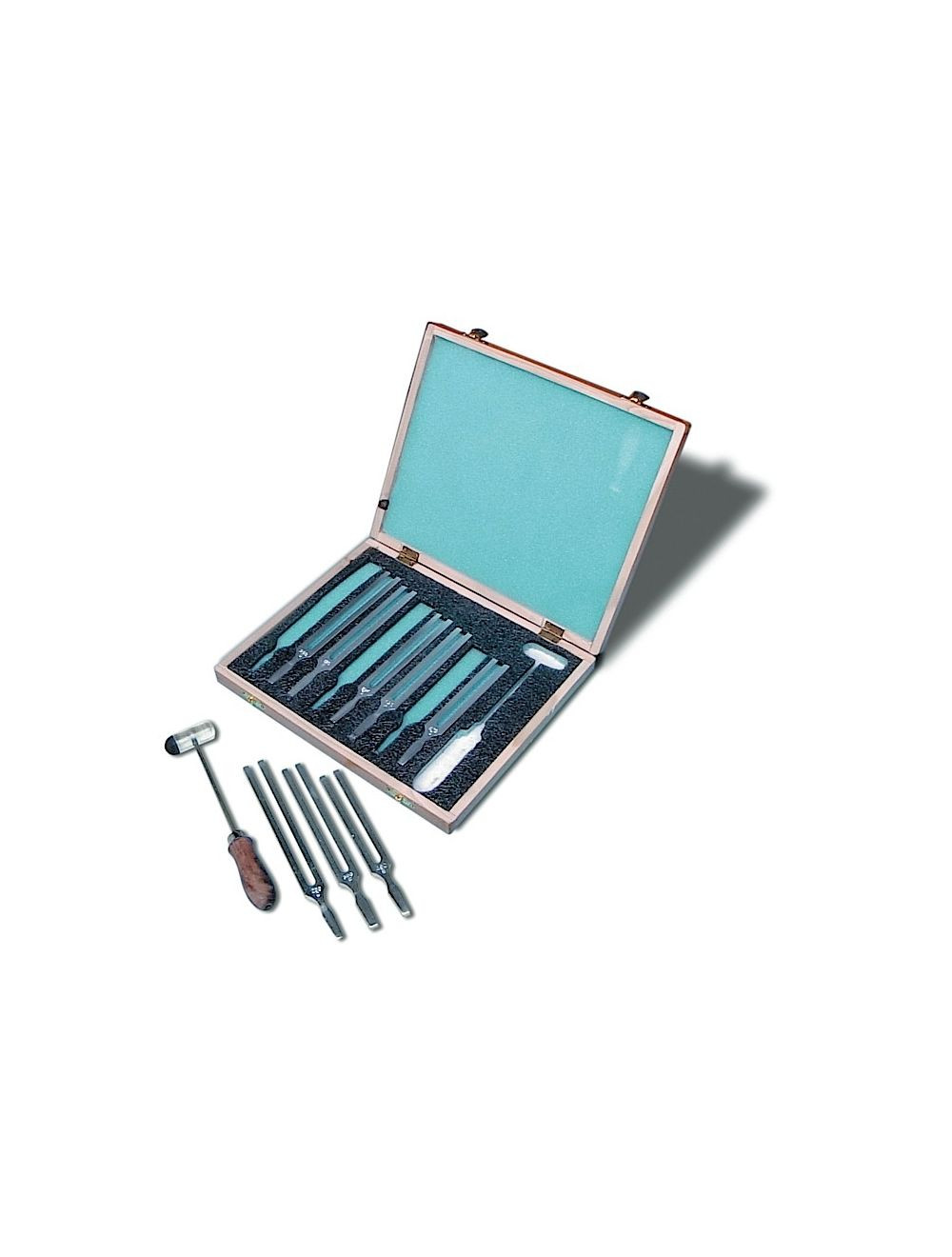 Tuning Forks Set of 8 Steel supplied in 6.5" x 4.5" Plastic Case ...