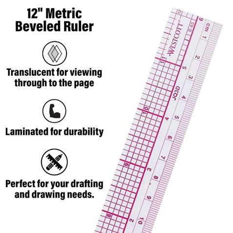 10ths/Metric Beveled Ruler, 12-Inch/30cm | Geyer Instructional Products