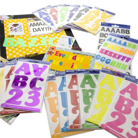 2" Metallic Color Alphabet & Numbers Stickers (72/Pack) 24 Pack | Geyer ...