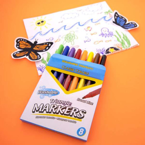8 Colors Jumbo Triangle Washable Markers 24 Pack | Geyer Instructional ...