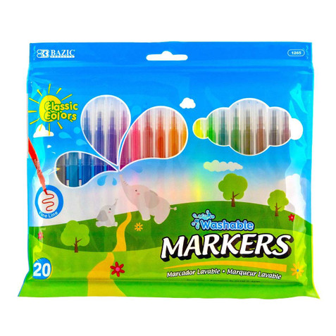 20 Colors Fine Line Washable Markers 24 Pack | Geyer Instructional Products