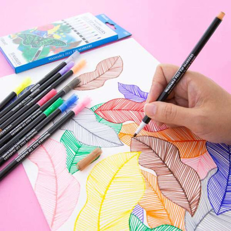 10 Colors Felt Tip Washable Markers 24 Pack | Geyer Instructional Products