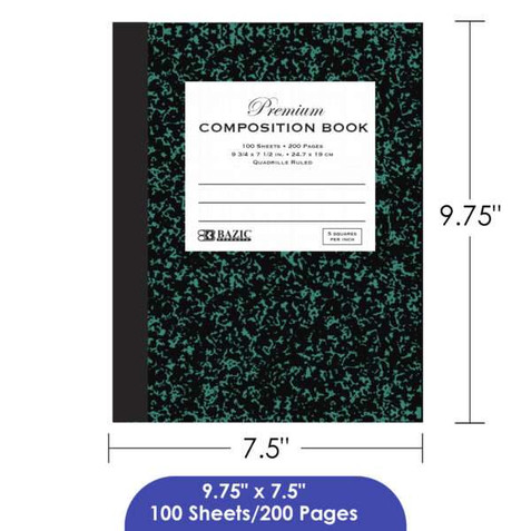 5-1" Quad-Ruled 100 Ct. Premium Marble Composition Book 48 Pack | Geyer Instructional Products