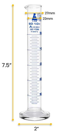 Graduated Cylinder, 50ml - Class A - Blue Graduations, Round Base - 224948 | Geyer Instructional ...