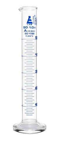 Graduated Cylinder, 50ml - Class A - Blue Graduations, Round Base - 224948 | Geyer Instructional ...