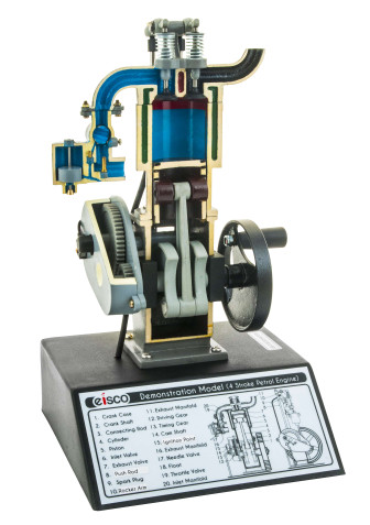 4 Stroke Gasoline Hand Crank Engine Model with Actuating Movable Parts ...