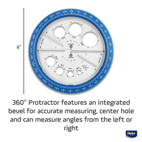 360° Angle & Circle Maker 2-in-1 Protractor & Compass Tool, 100 each ...