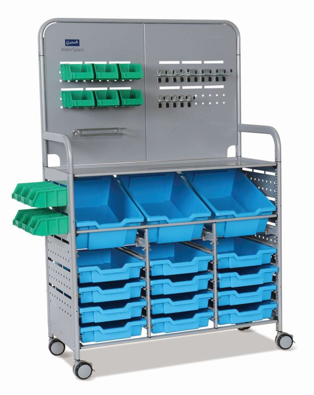 Gratnells MakerSpace Cart with 3 Deep (F2) and 12 Shallow (F1) Royal ...